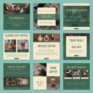 Coffee Shop & Cafe Pack Social Media Post Templates - MasterBundles