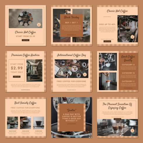 Set Of International Coffee Day Social Media Post Templates - Only $8 ...