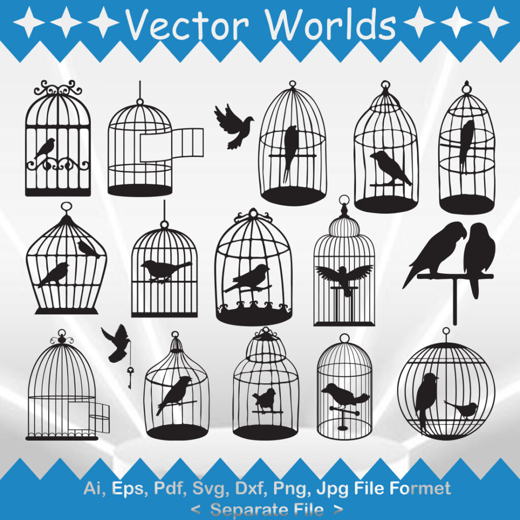 Birds In Cages SVG Vector Design - MasterBundles