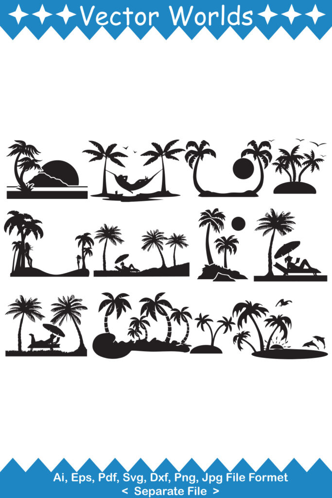 Beach Stencils SVG Vector Design - MasterBundles