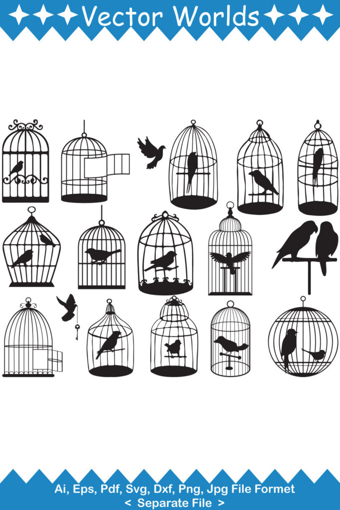 Birds In Cages SVG Vector Design - MasterBundles