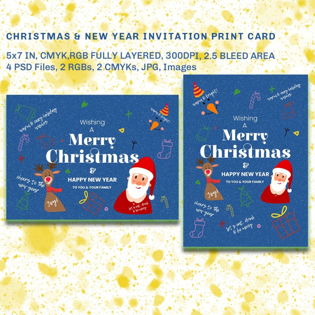 Printable Christmas and New Year Cards PSD - MasterBundles