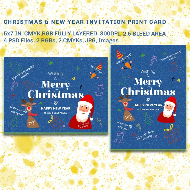 Printable Christmas and New Year Cards PSD - MasterBundles