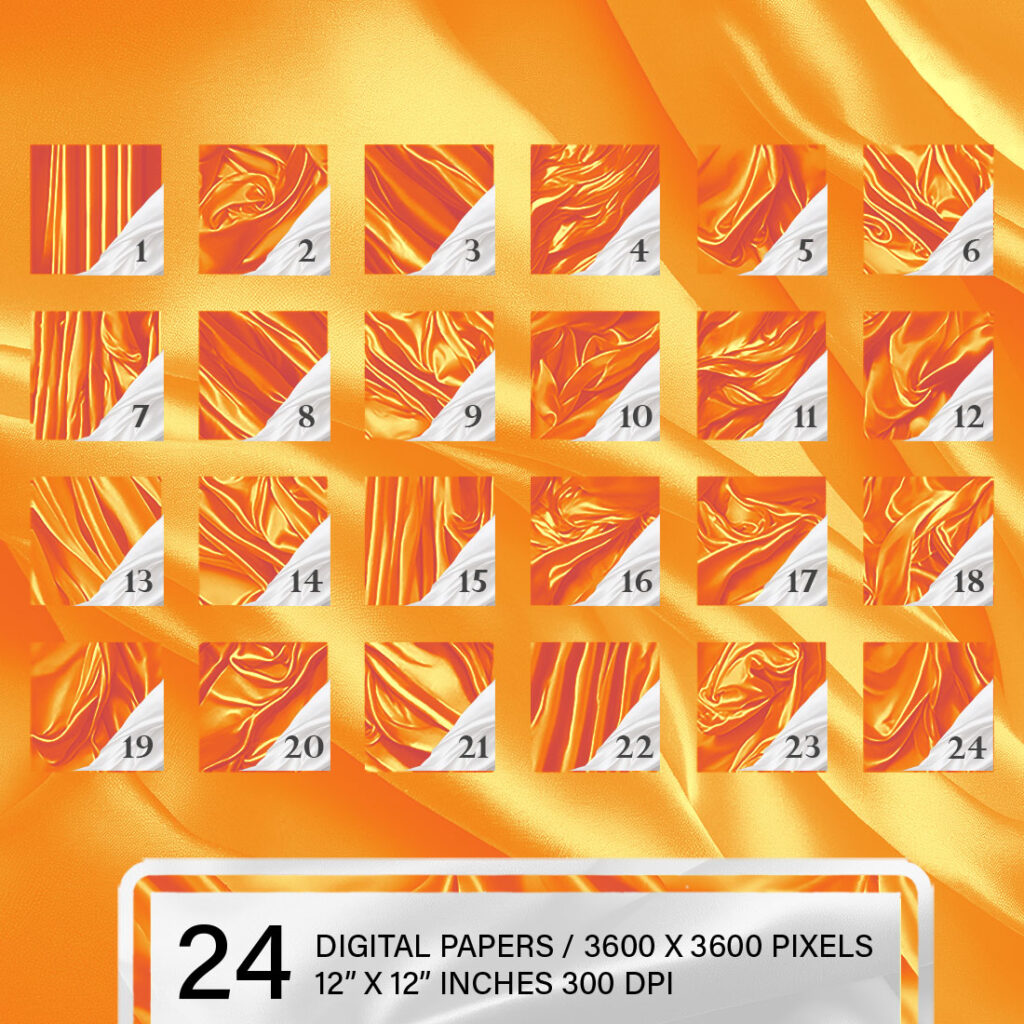 Set Of 24 Candy Orange Silk Background Wallpaper - MasterBundles