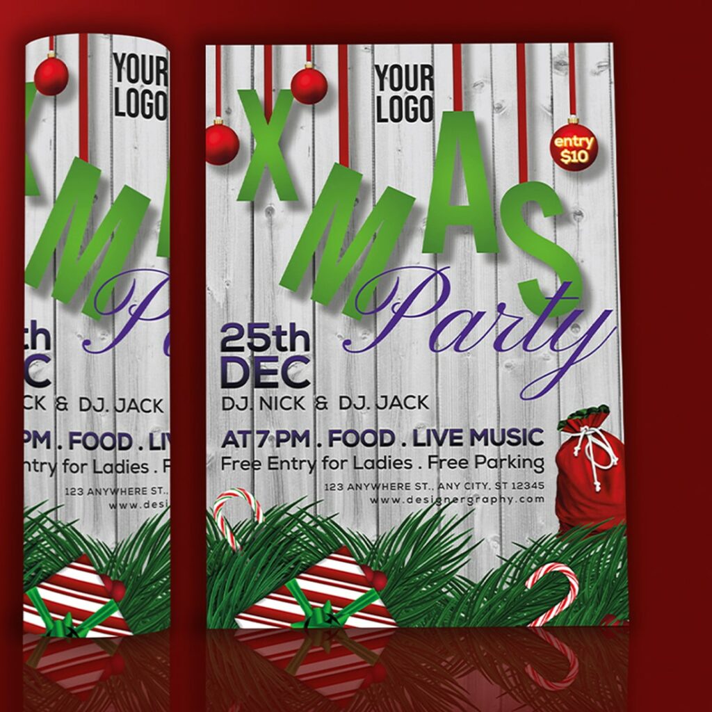 Printable Christmas | Xmas Party Flyer Template Only$7 - MasterBundles