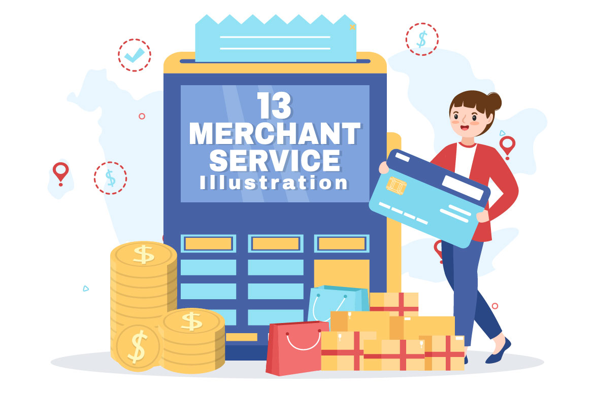 Merchant Service Cartoon Design Illustration - MasterBundles