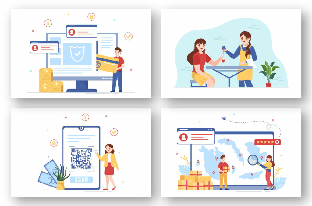 Merchant Service Cartoon Design Illustration - MasterBundles