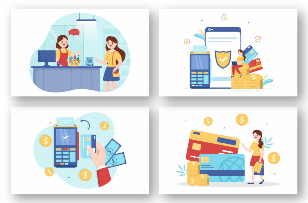 Merchant Service Cartoon Design Illustration - MasterBundles