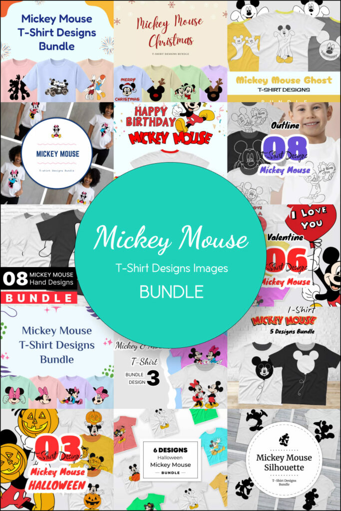 Mickey Mouse T-shirt Design Images Bundle | MasterBundles