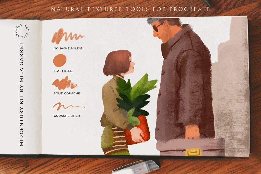 Midcentury Procreate Brushes Gouache – MasterBundles