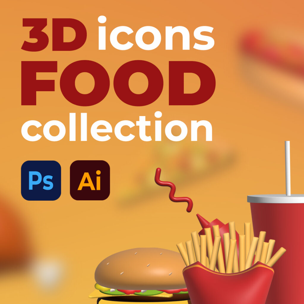 3D Food Icons Collection - MasterBundles