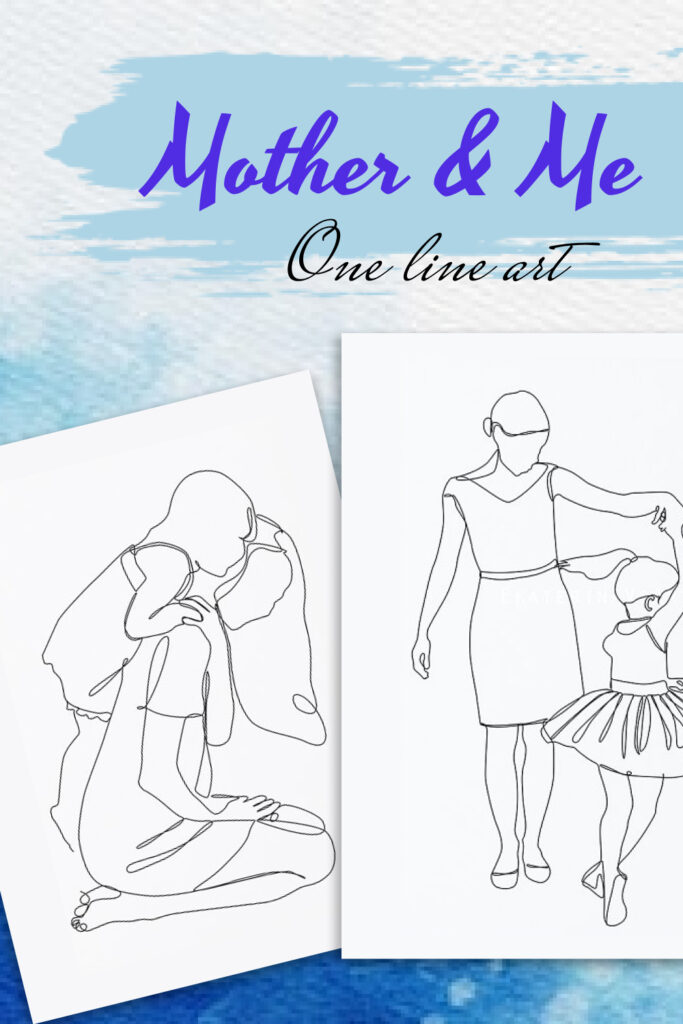 Mother and Me One Line Art – MasterBundles