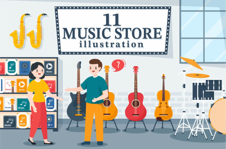 11 Music Shop Illustration - MasterBundles