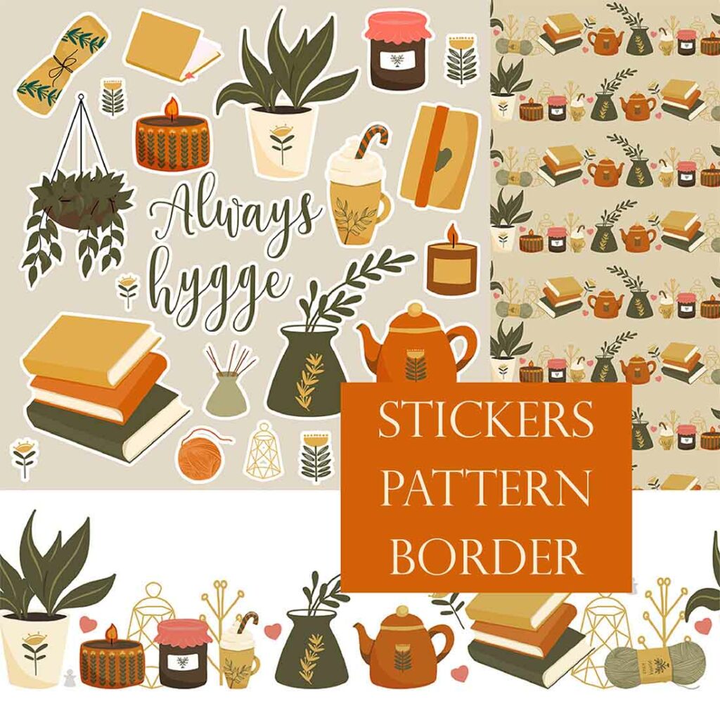 Hygge Stickers Patterns Design Illustrations - MasterBundles