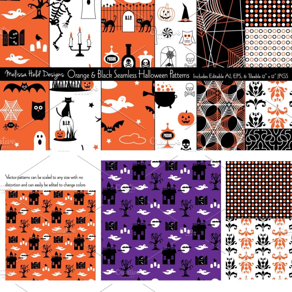 12 Halloween Skull Pattern Digital Paper | Master Bundles