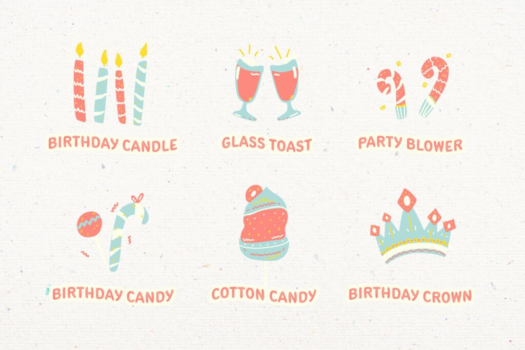 Hand Drawn Birthday Illustration Set – MasterBundles