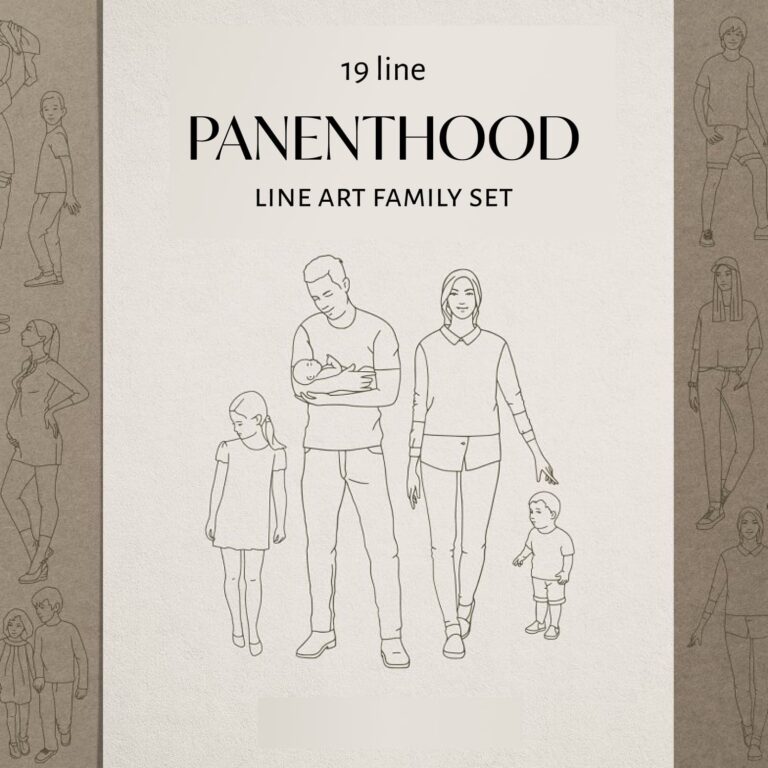 Parenthood. Line Art Family Set – MasterBundles
