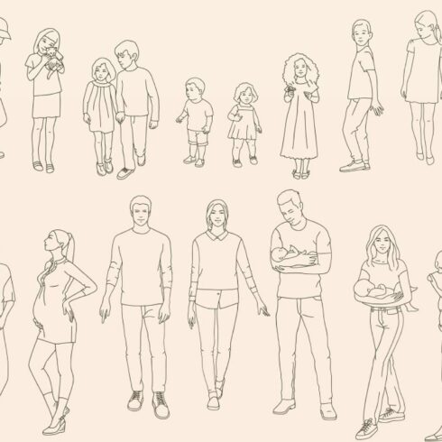 Parenthood. Line Art Family Set – MasterBundles