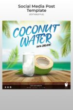 Coconut Water Social Media Post Template Editable File - MasterBundles