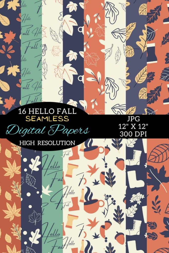 Fall Digital Paper Patterns Design - MasterBundles