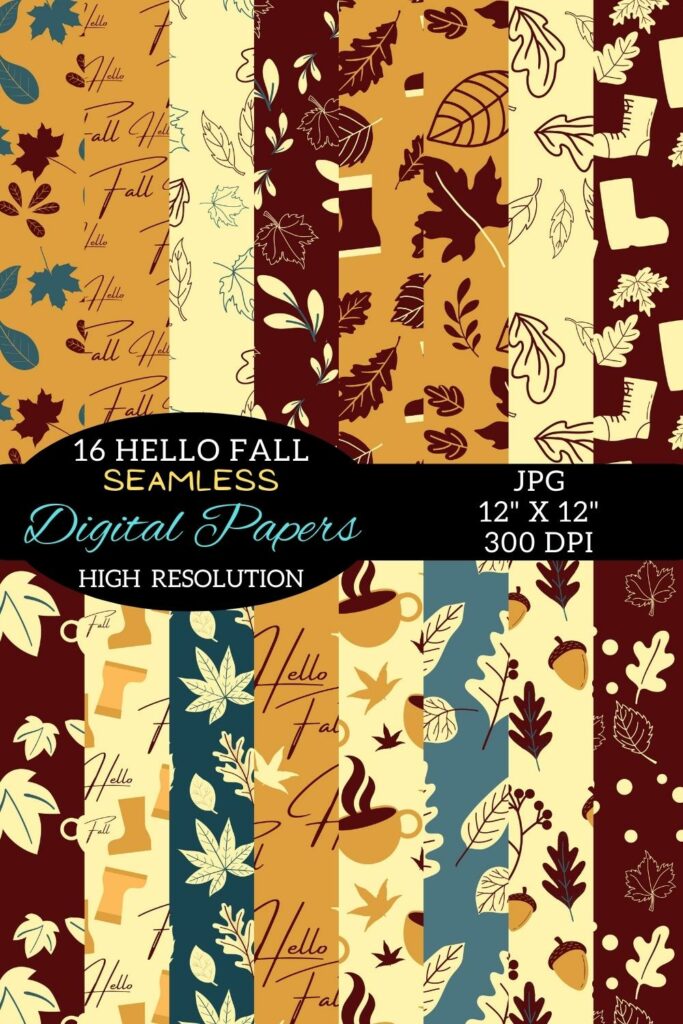 Autumn Digital Paper Patterns Design - MasterBundles