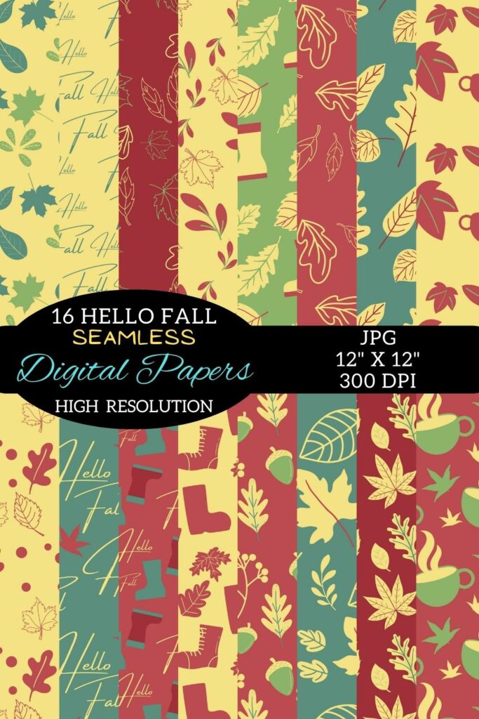 Fall Digital Paper Patterns Design - MasterBundles