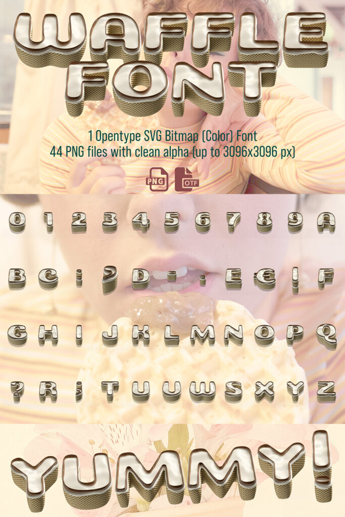 Waffle Opentype Bitmap Font PNG Design - MasterBundles