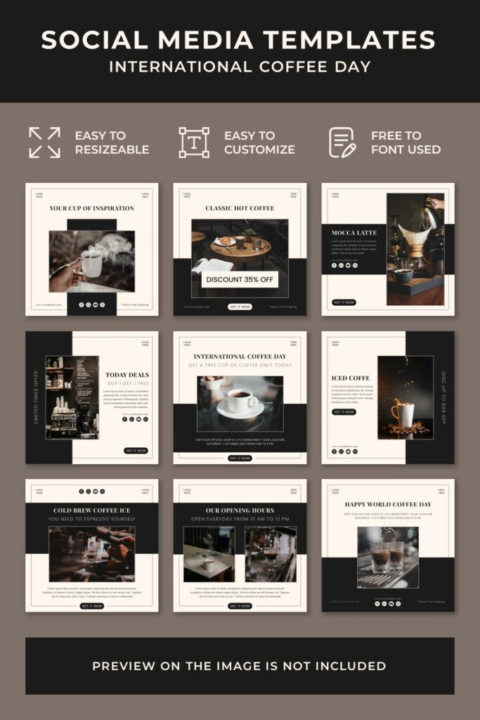 Social Media Post Templates For International Coffee Day - MasterBundles