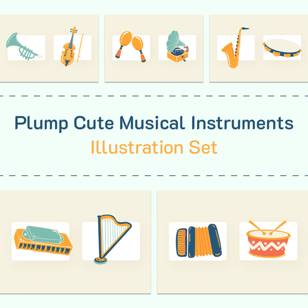 Plump Cute Musical Instruments Illustration Set – MasterBundles