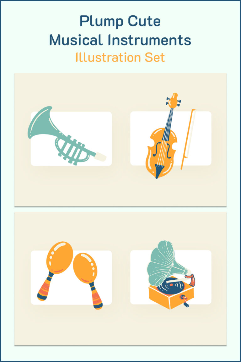 Plump Cute Musical Instruments Illustration Set – MasterBundles