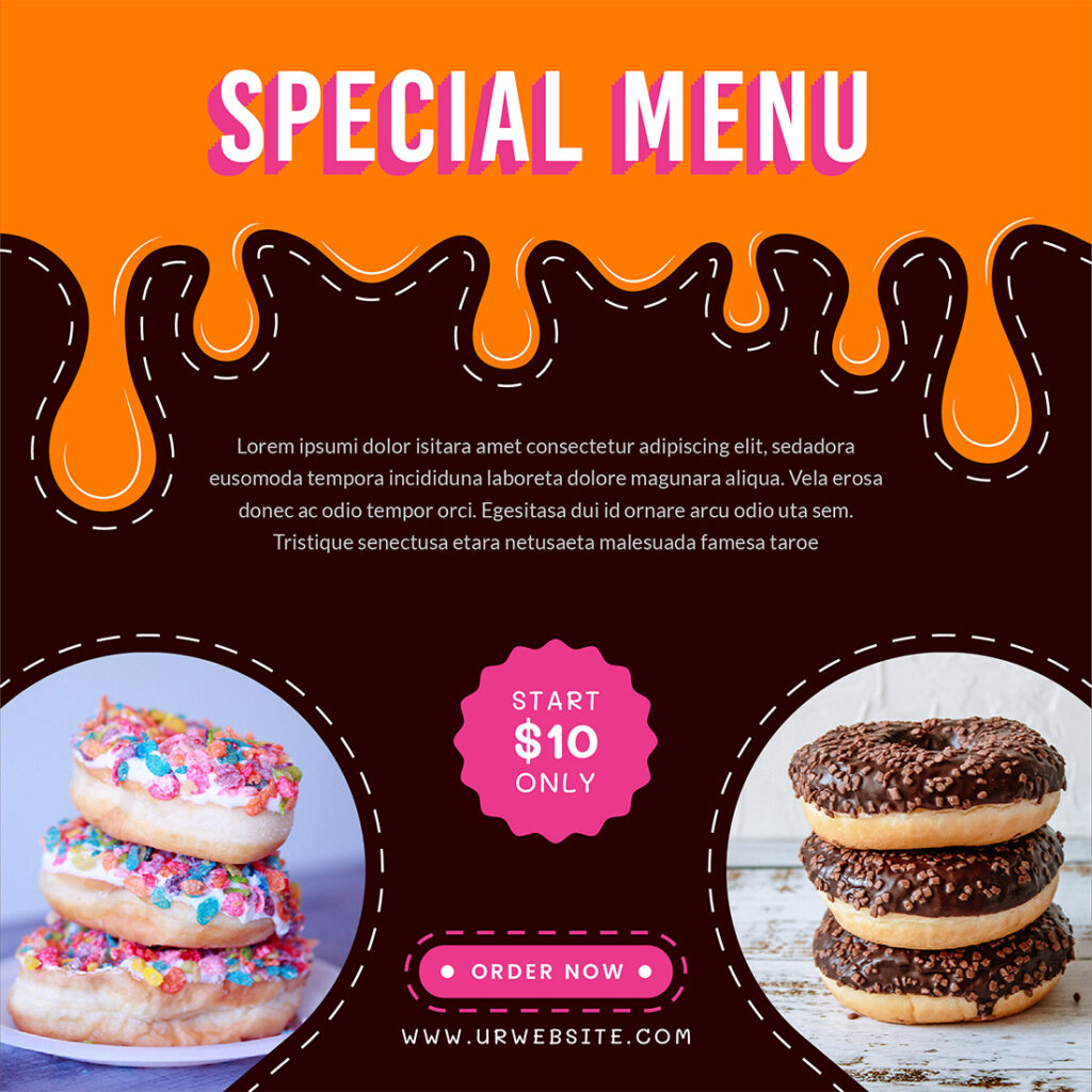 Delicious Donuts Social Media Post Templates - Only $8 - MasterBundles
