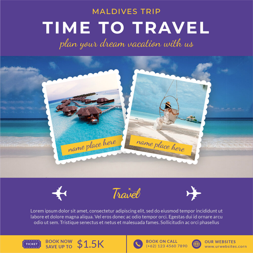 Travel & Tourism Social Media Post Templates - Only $8 - MasterBundles
