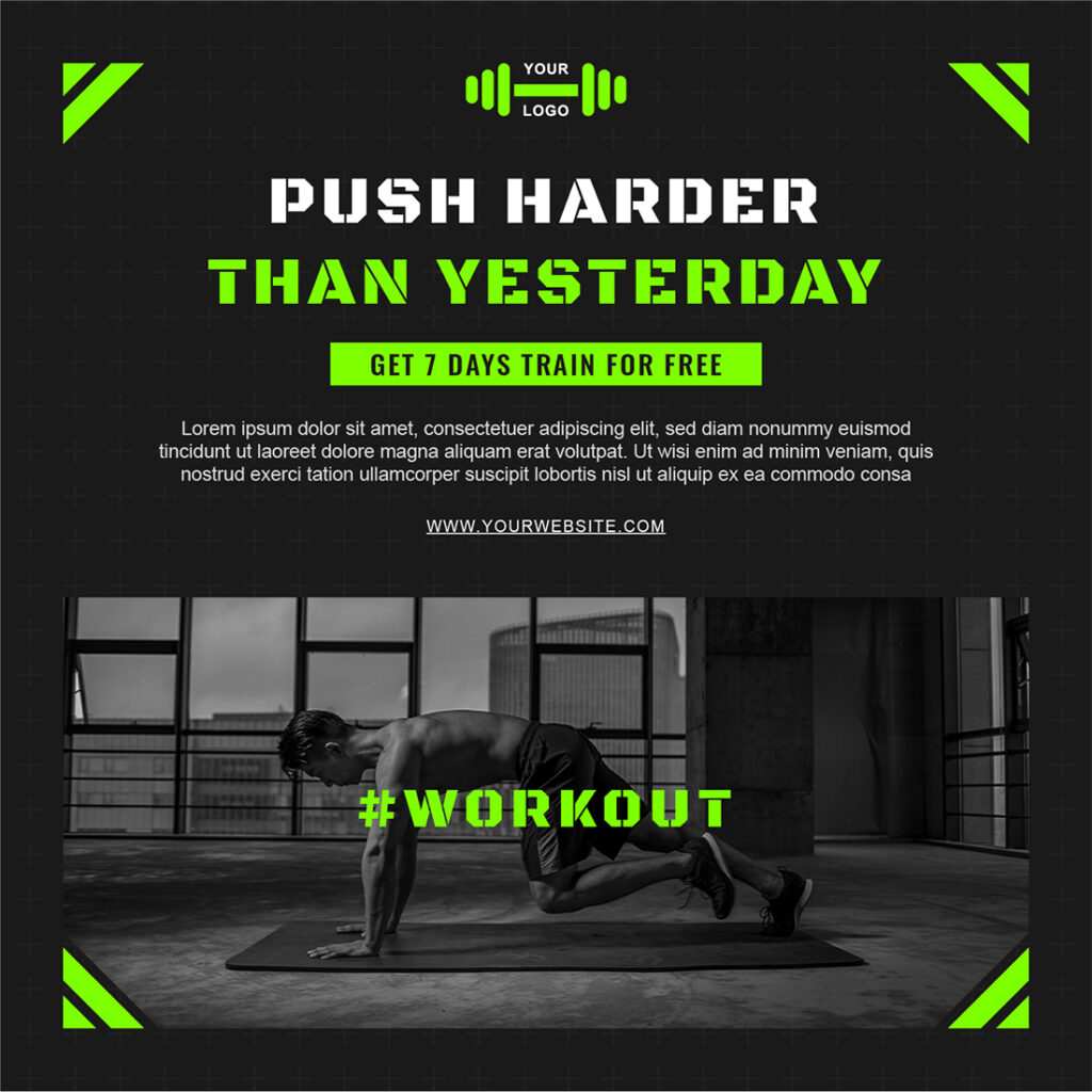 Fitness And Sport Social Media Post Templates - Only $8 - MasterBundles