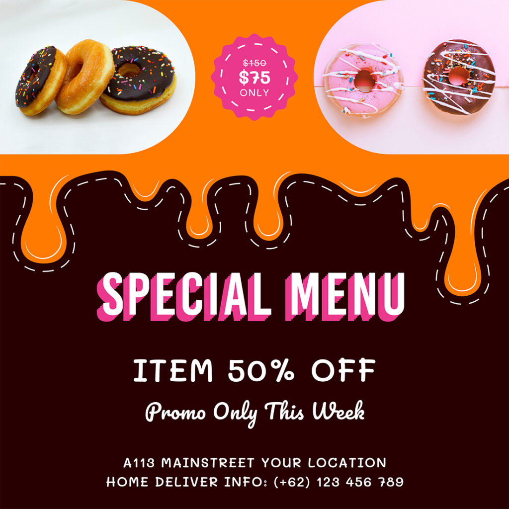 Delicious Donuts Social Media Post Templates - Only $8 - MasterBundles