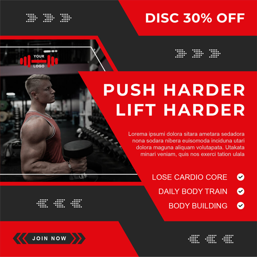 Fitness Workout Social Media Post Templates - Only $8 - MasterBundles