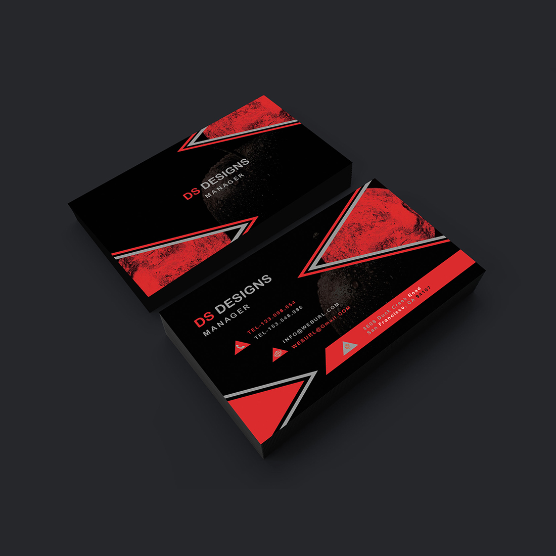 Black Business Card Design Apple and Moon Background - MasterBundles