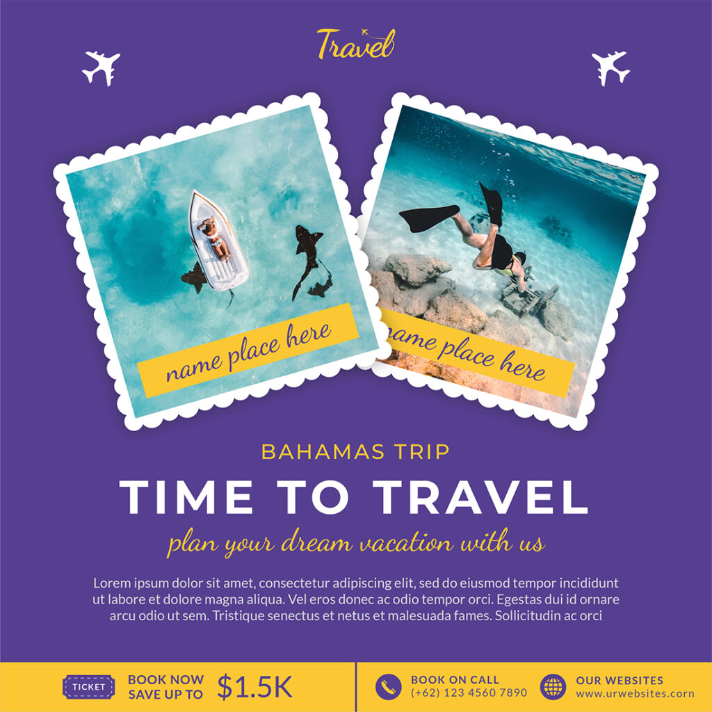 Travel & Tourism Social Media Post Templates - Only $8 - MasterBundles