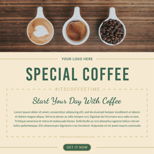 Coffee Shop & Cafe Pack Social Media Post Templates - MasterBundles