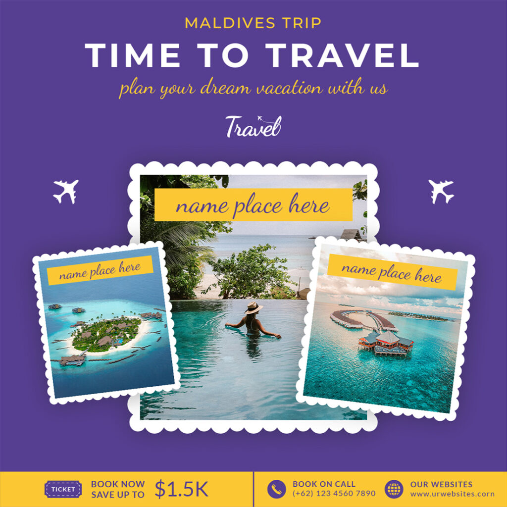 Travel & Tourism Social Media Post Templates - Only $8 - MasterBundles