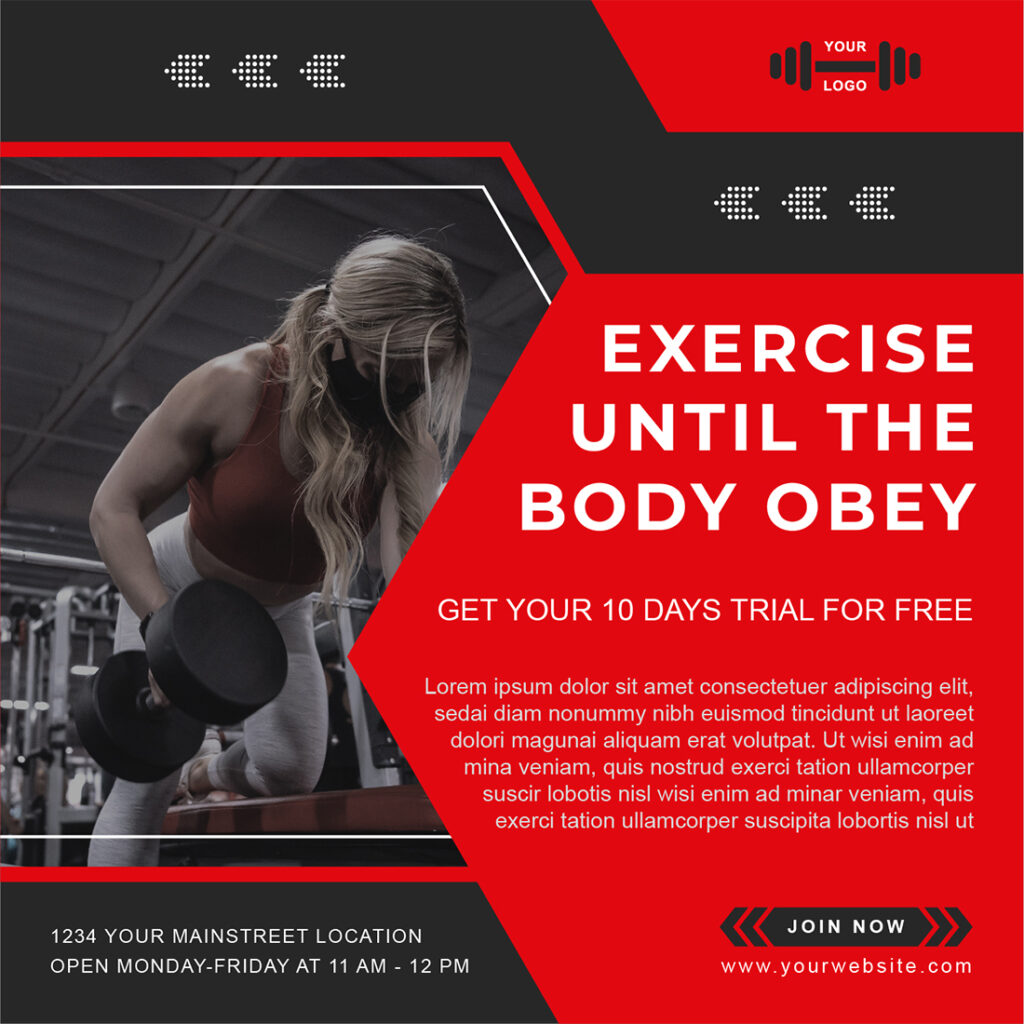 Fitness Workout Social Media Post Templates - Only $8 - MasterBundles