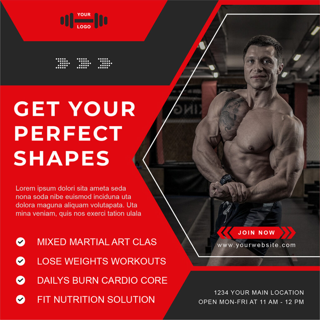 Fitness Workout Social Media Post Templates - Only $8 - MasterBundles