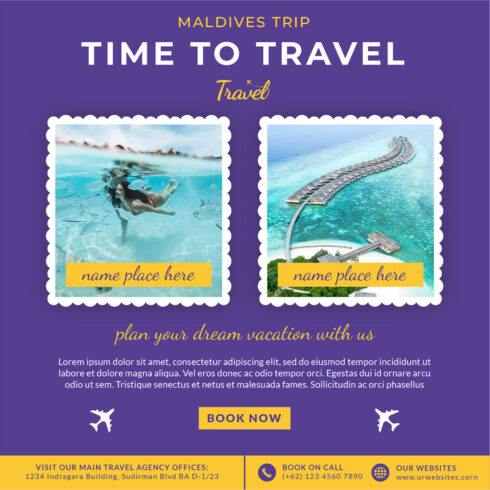 Travel & Tourism Social Media Post Templates - Only $8 - MasterBundles