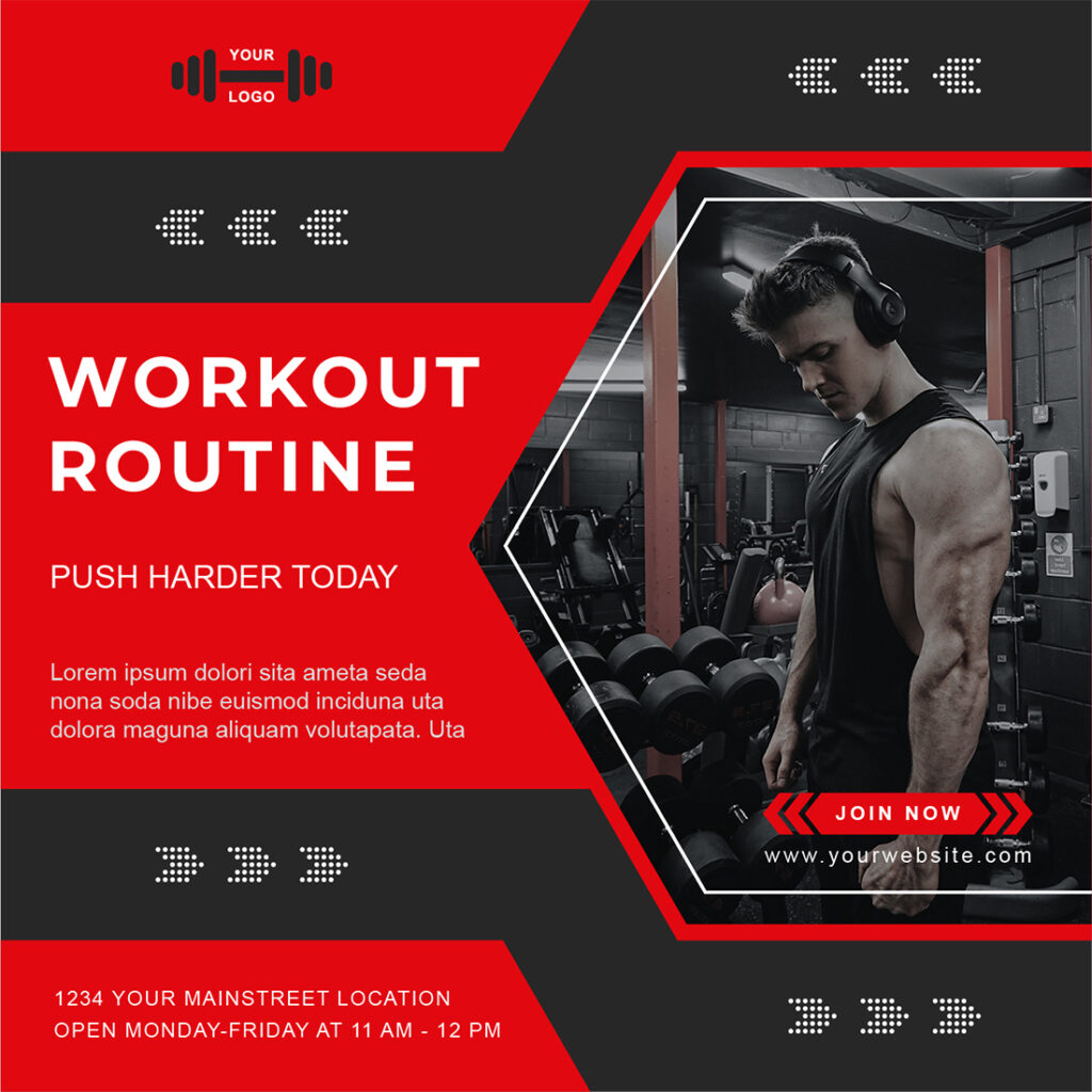 Fitness Workout Social Media Post Templates - Only $8 - MasterBundles
