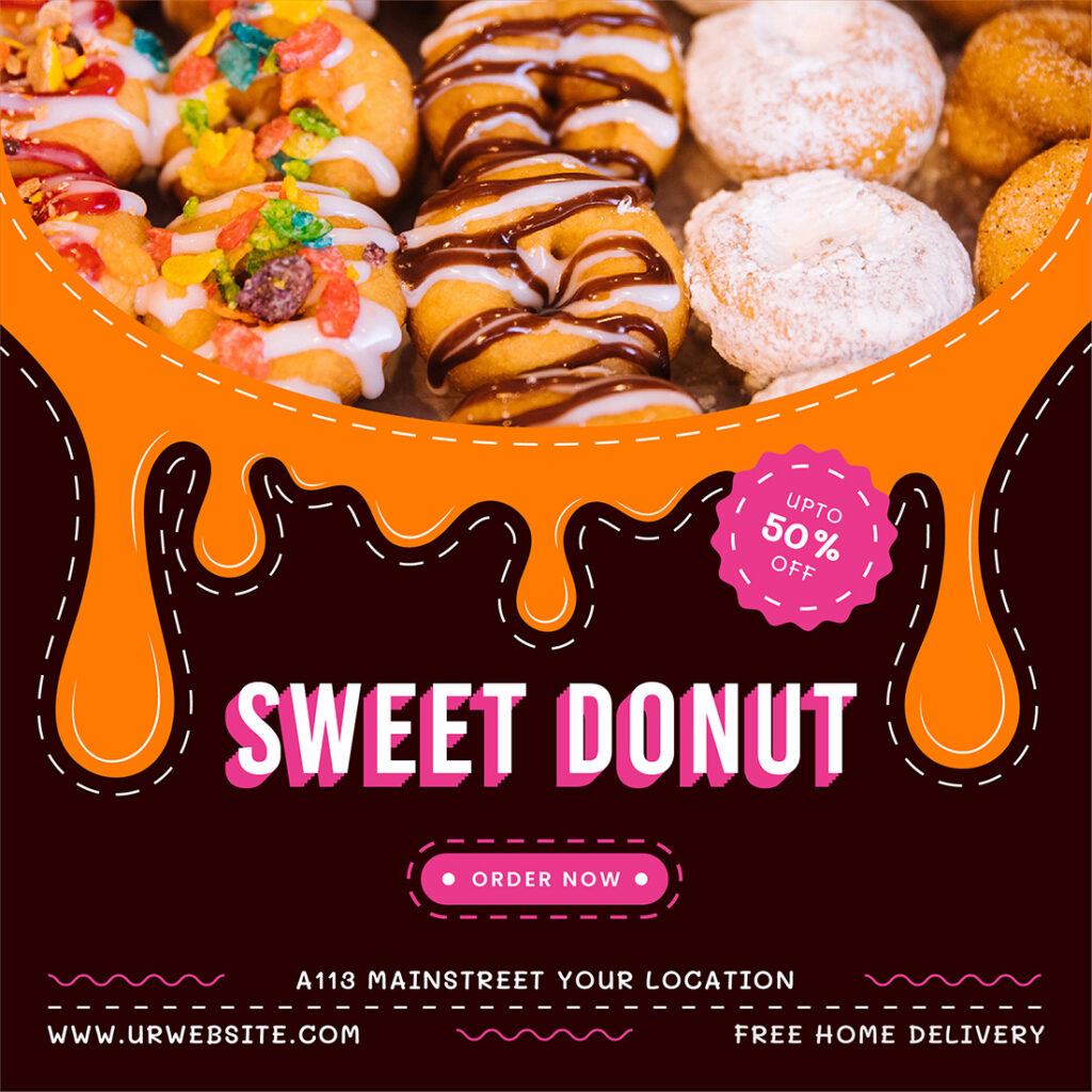 Delicious Donuts Social Media Post Templates - Only $8 - MasterBundles