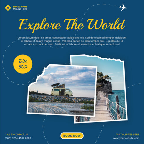 Tour & Travel Agency Social Media Post Templates - Only $8 - MasterBundles