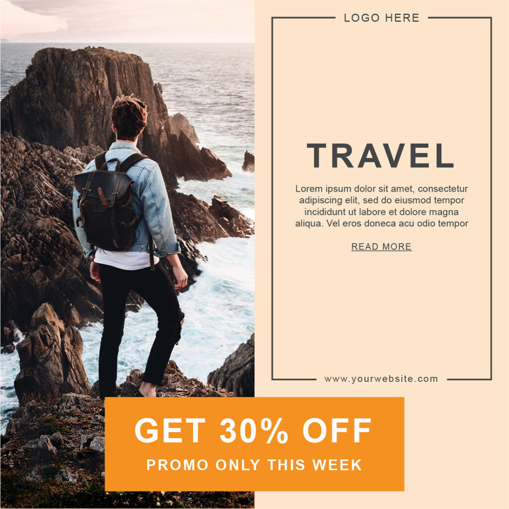 Travelling Theme Social Media Post Templates - Only $8 - MasterBundles