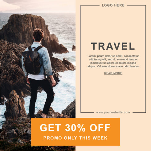 Travelling Theme Social Media Post Templates - Only $8 - MasterBundles