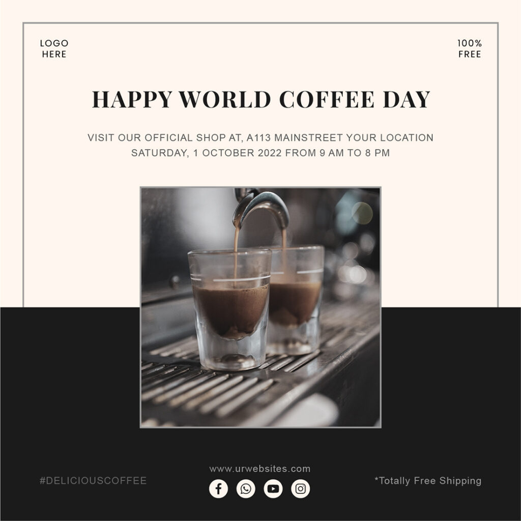 Social Media Post Templates For International Coffee Day - MasterBundles