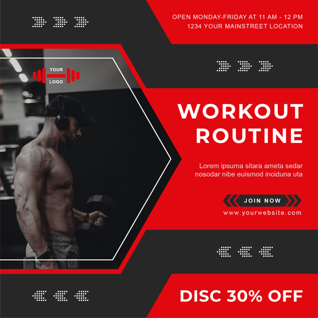 Fitness Workout Social Media Post Templates - Only $8 - MasterBundles