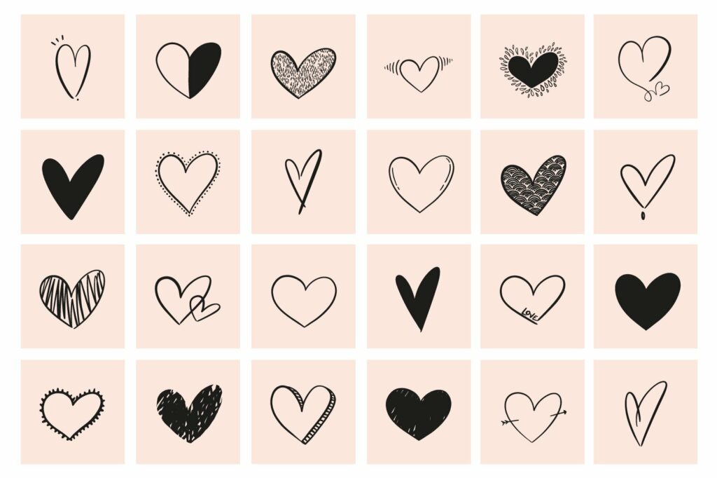 100 Hand Drawn Heart Elements – MasterBundles